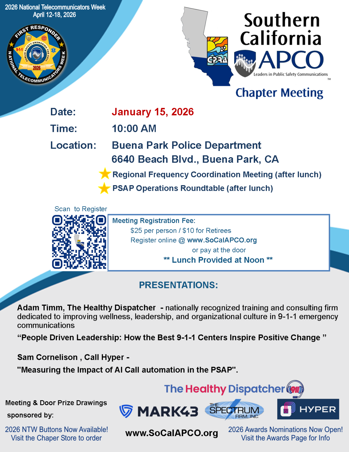 January SoCal APCO Chapter Meeting – Buena Park CA - So Cal APCO